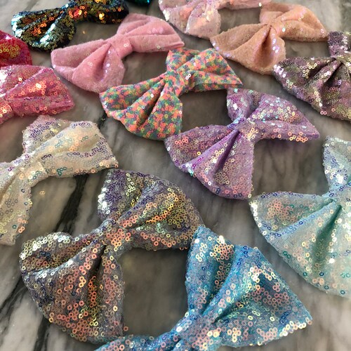 Sequin Bows 5 Inches Large Shimmery Bow DIY no Clip - Etsy