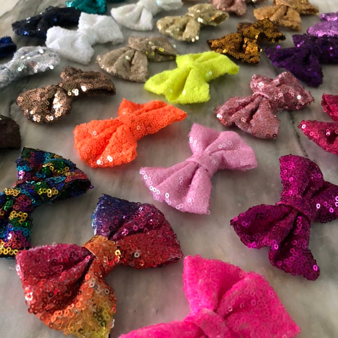 3.25 Inch Sequin Bow, WITH or WITHOUT Clip, Messy Sequin Bows, Bulk ...