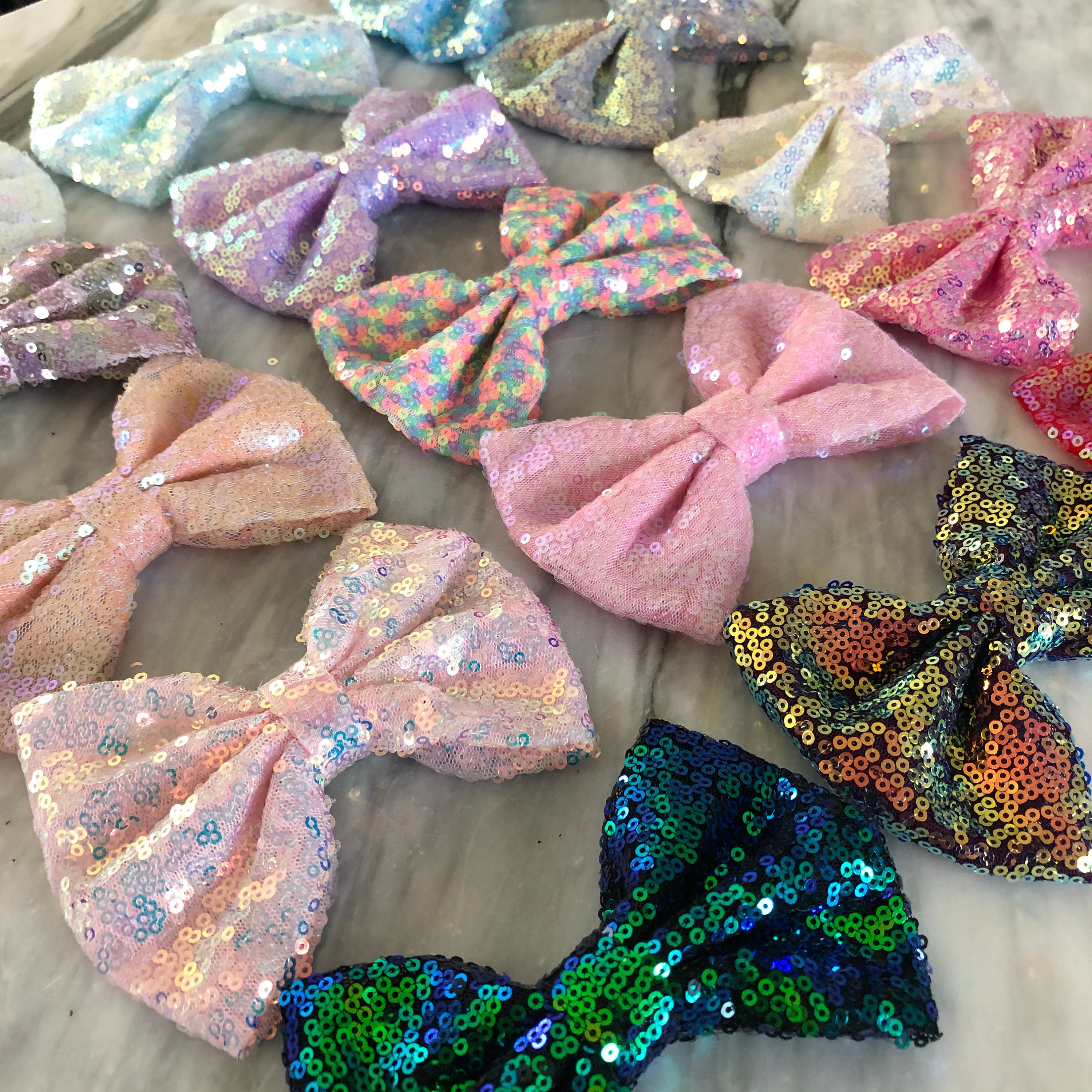4 Inch Iridescent Sequin Bow WITH or WITHOUT Large Glitter - Etsy