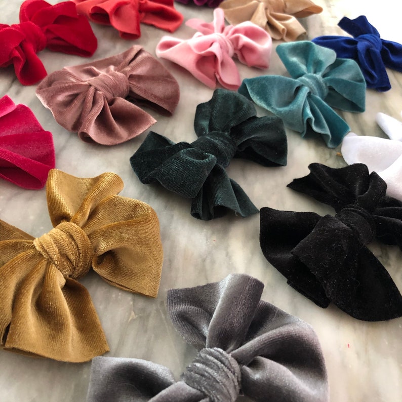 4 Velvet Bows Large Velvet Bows Velvet Hair Clip Holiday - Etsy