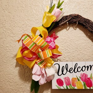 Tulip Welcome Wreath Spring Floral Grapevine - Etsy