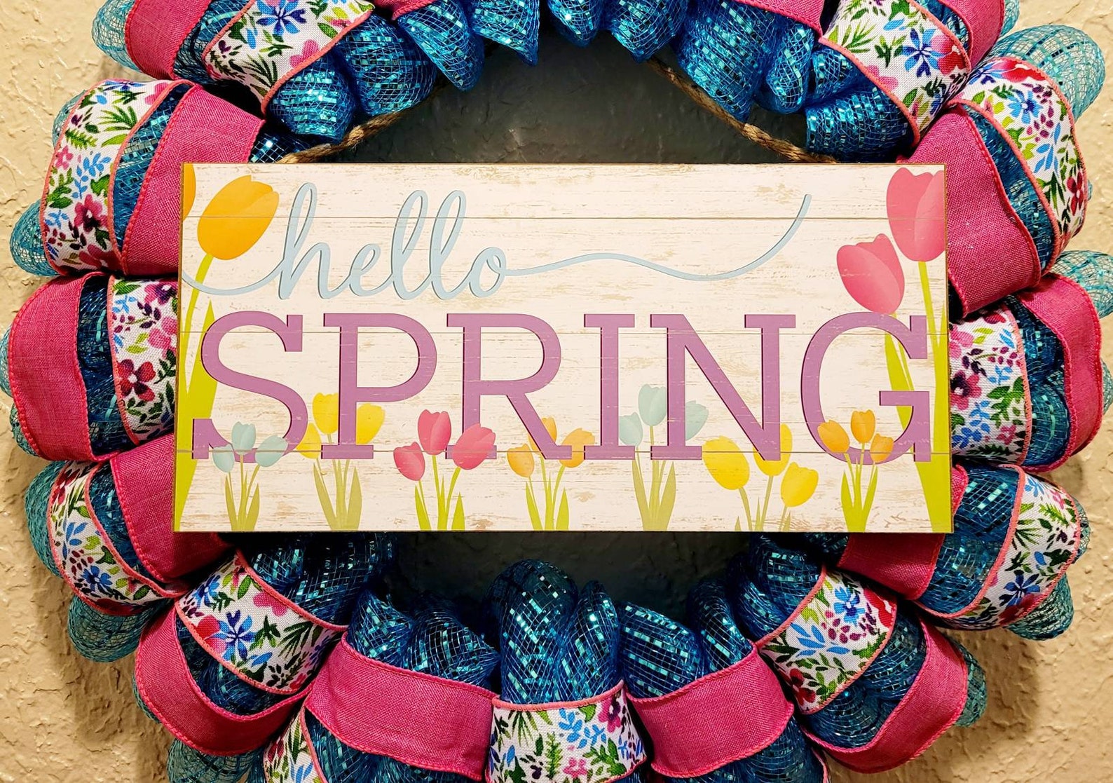 Hello Spring Wreath Easter / Spring Deco Mesh & Ribbon | Etsy