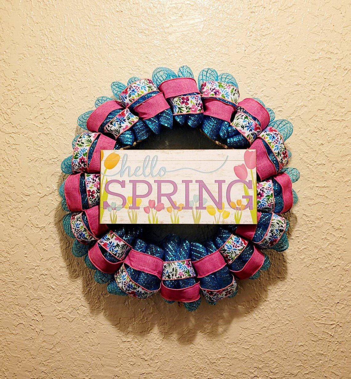 Hello Spring Wreath Easter / Spring Deco Mesh & Ribbon - Etsy
