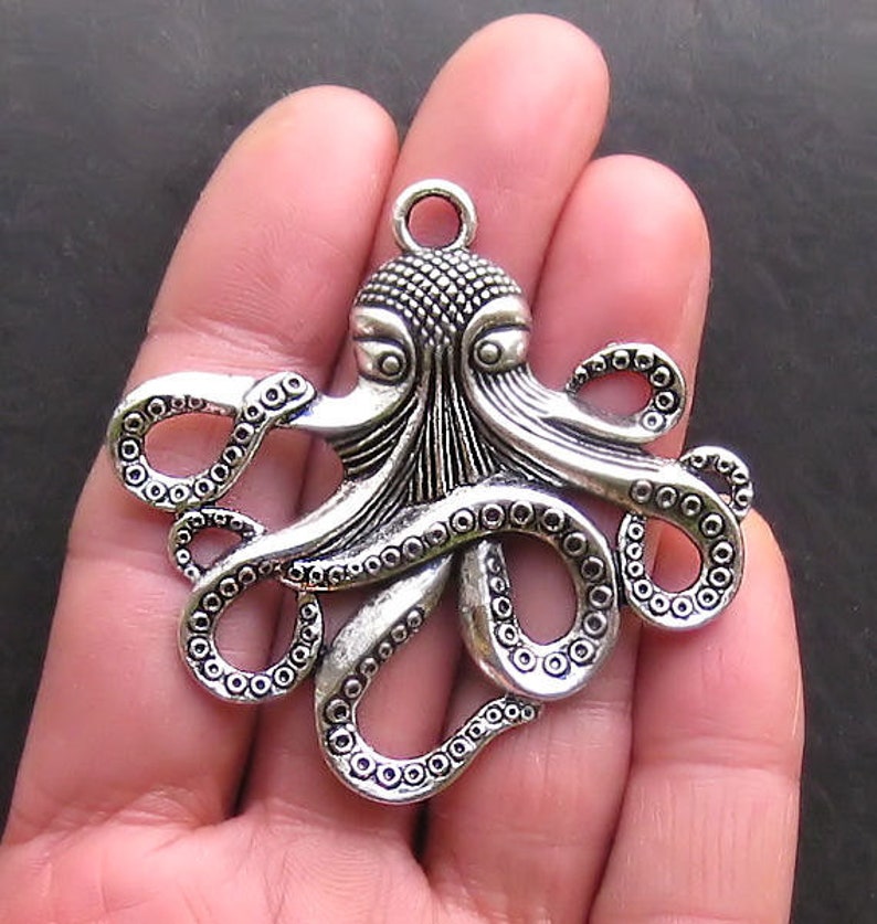 Large Kraken / Octopus Necklace Silver Tone Alloy - Etsy