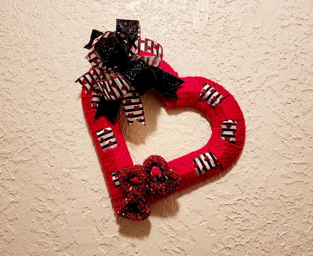 Yarn Wrapped Heart Wreath Valentines Day Ribbon - Etsy