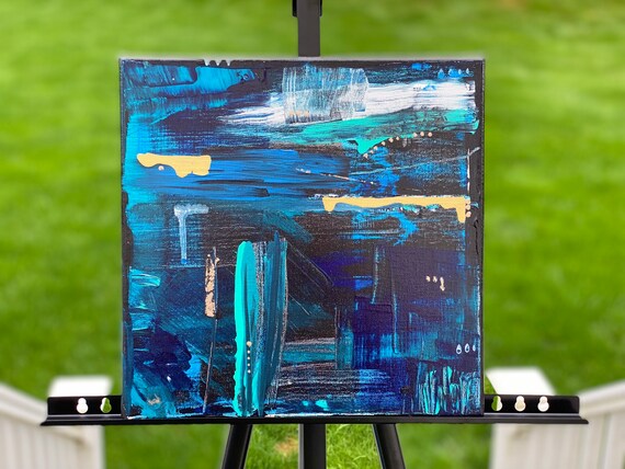 Painting Acrylic Blue/Green Abstract Original 12x12 Painting etna.com.pe