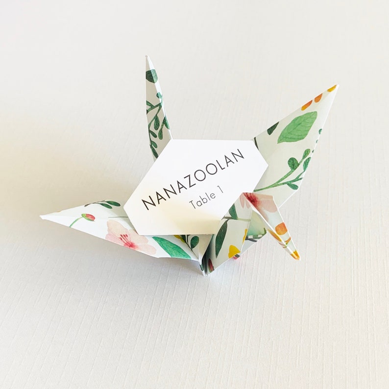 Flower Blossoms Origami Crane Guest Name Placecards Spring - Etsy
