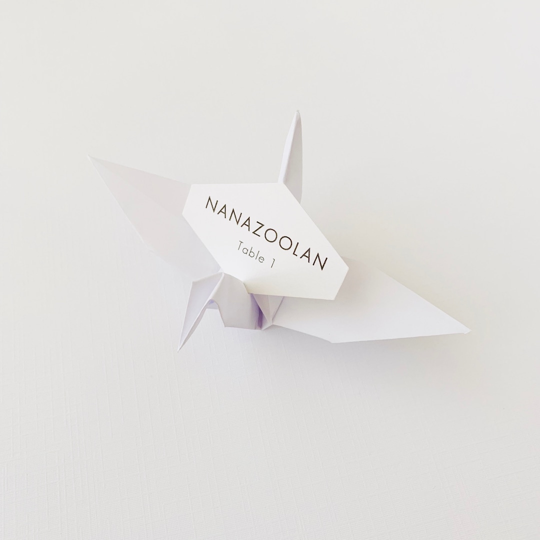 Bright Cool White Paper Crane Place Cards Name Card Spring Summer ...