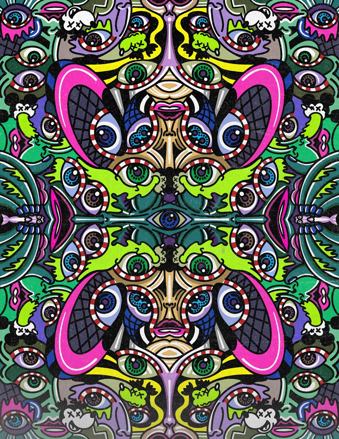 Psychedelic Eye Art Print: Colorful Distressed Maximalist Design - Etsy