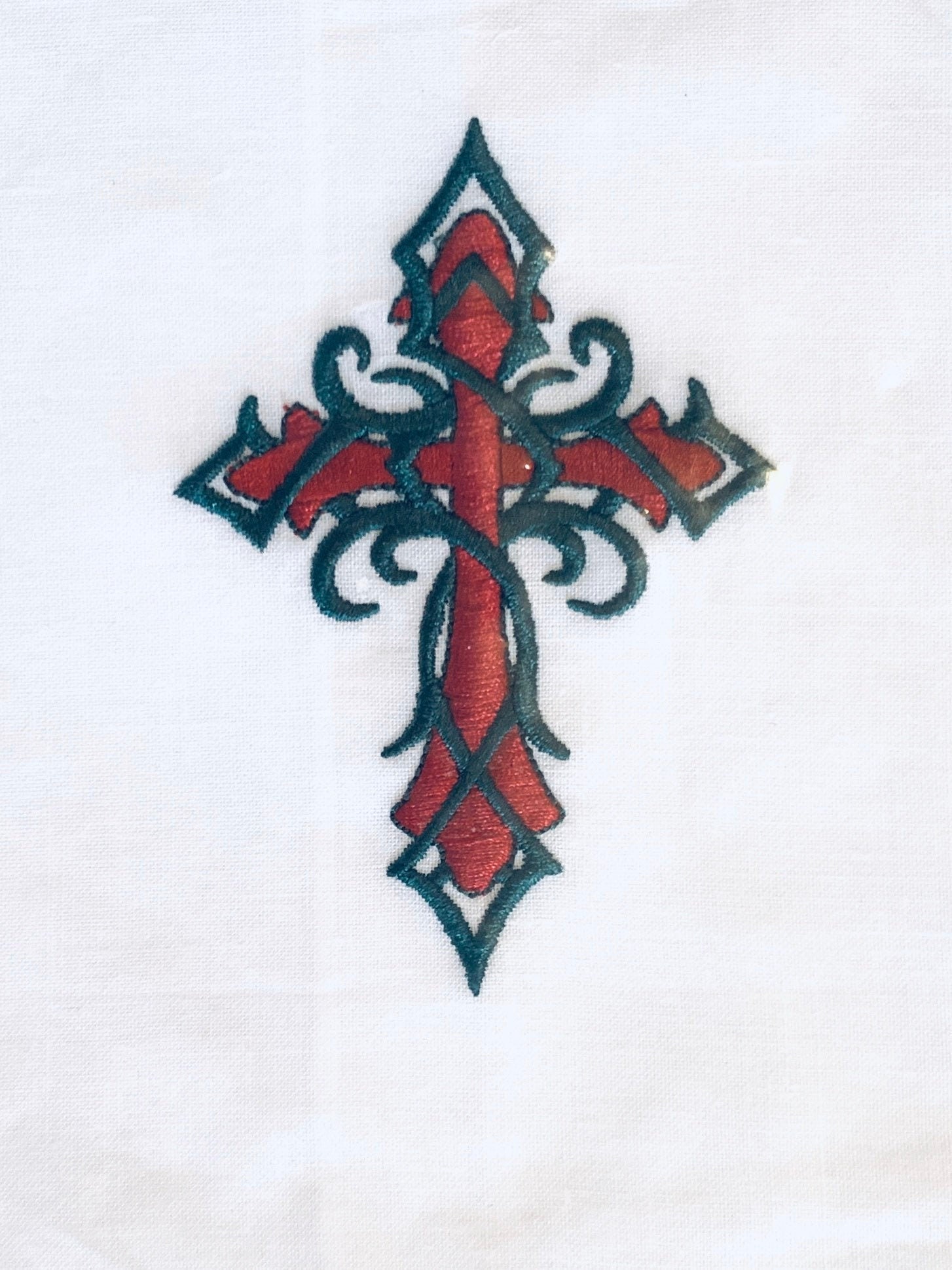 Embroidered Cross and Vine Monogram Guest Towel in Forest - Etsy