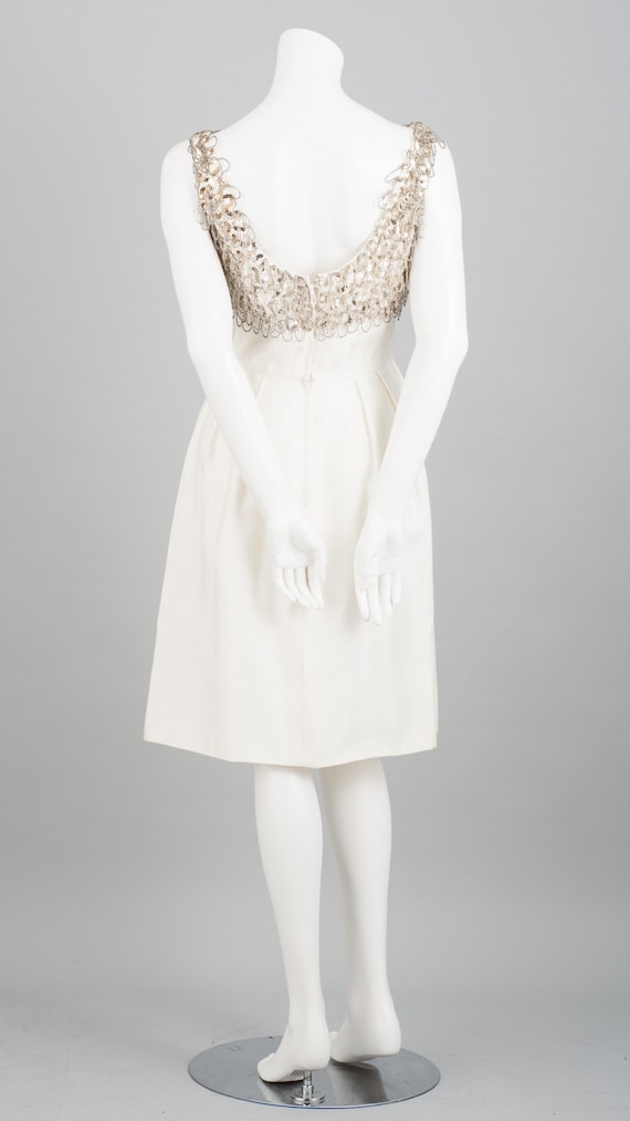 Shimmering 1960s Ivory Cocktail Dress With Sequins - Gem