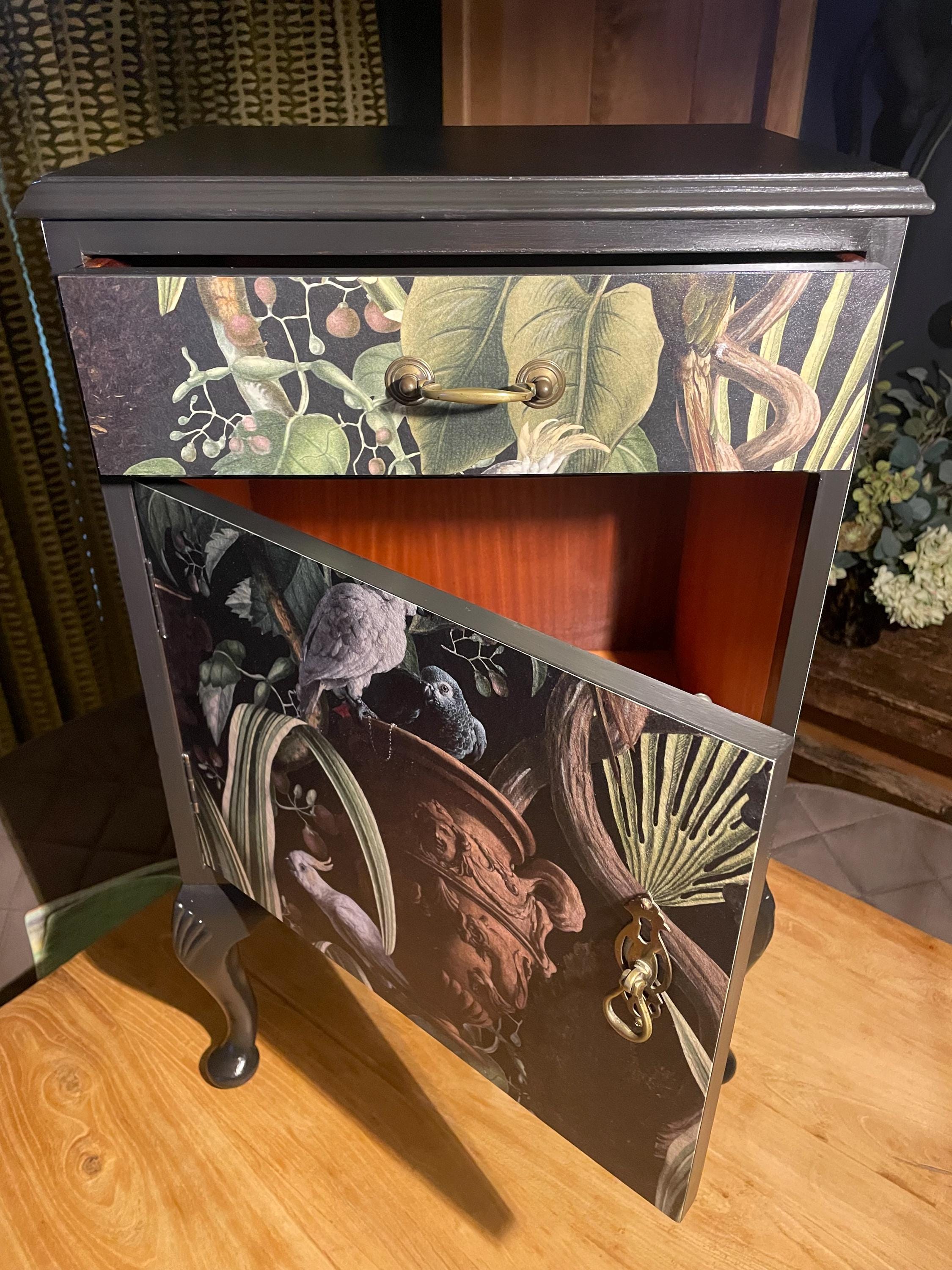 Vintage Upcycled Bedside Cabinet Storage Unit Cupboard Decoupaged in ...
