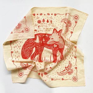 Fox Bandana | 100% Cotton | Hand Screen Printed | 22 X22 Inches | All ...