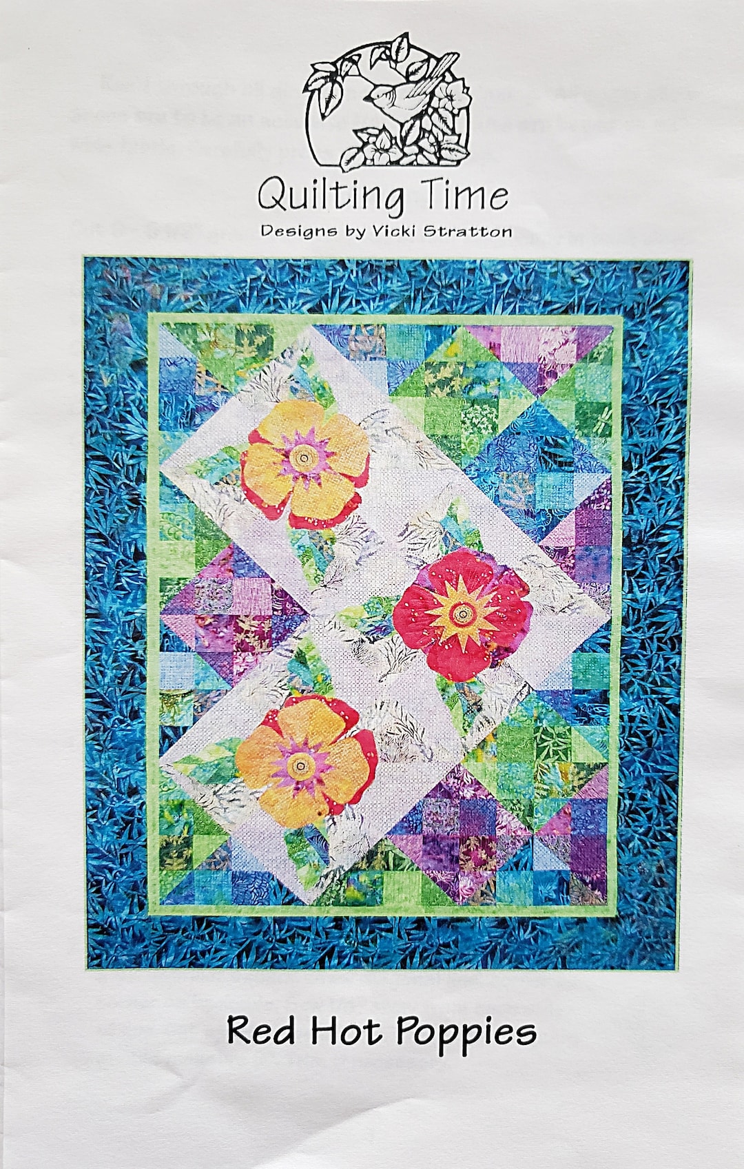 Poppy Quilt Pattern, Vicki Stratton, Red Poppy Blanket, Applique Quilt ...