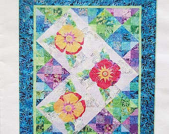 Poppy Quilt Pattern, Vicki Stratton, Red Poppy Blanket, Applique Quilt ...