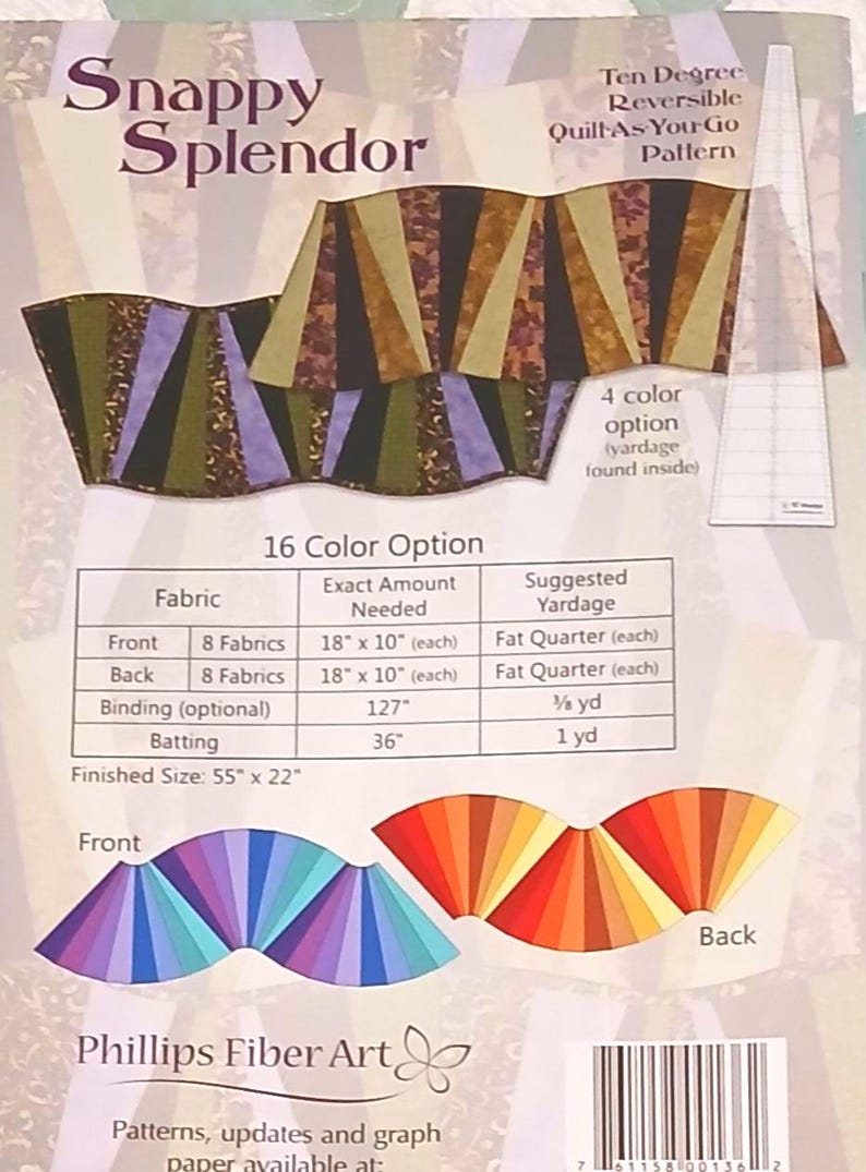 Snappy Splendor, Reversible Runner, Quilt as You Go, Phillips Fiber Art ...