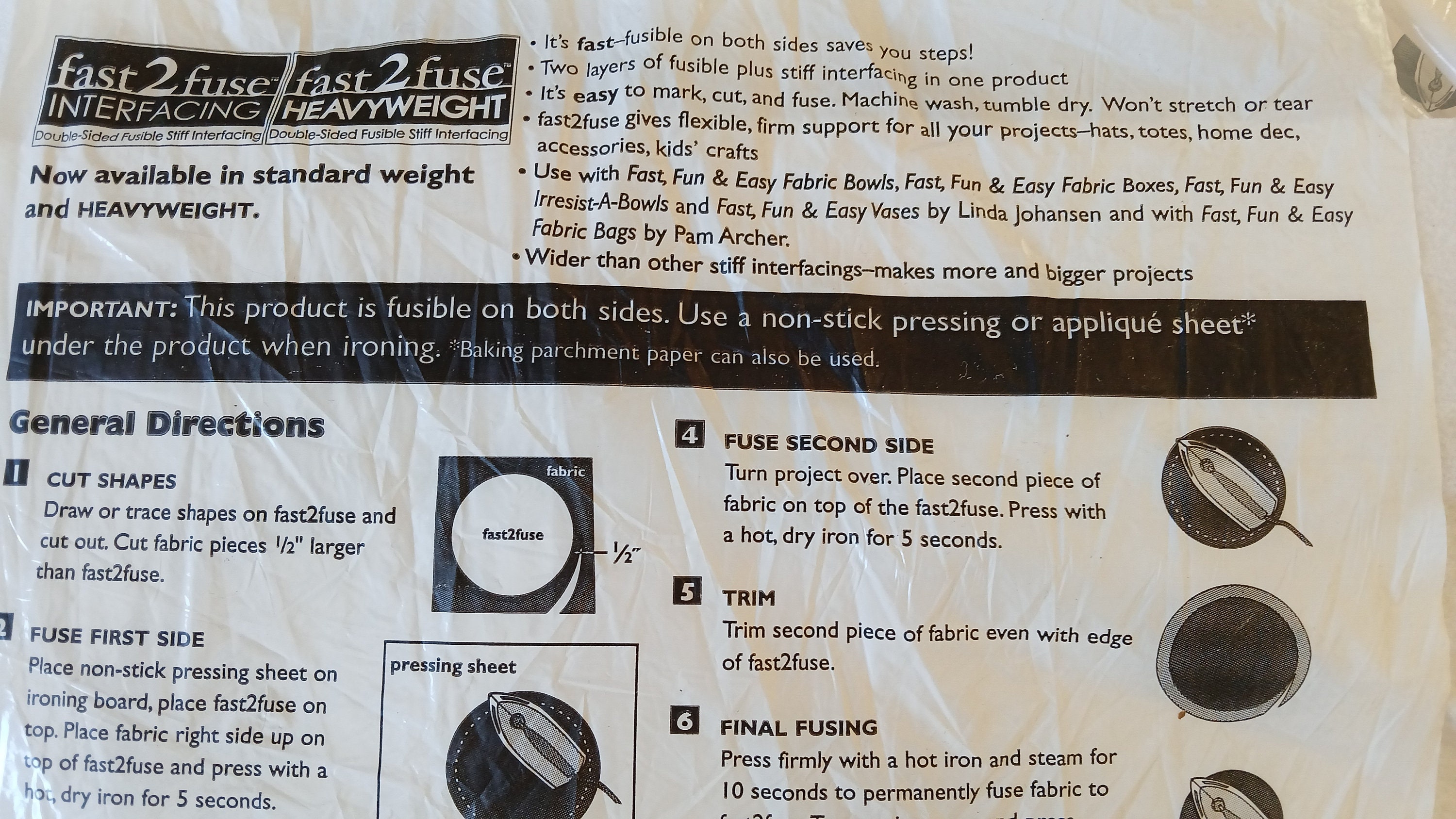 Fast N Fuse, Heavy Interfacing, Double Sided Fusible, Exlarge Size ...