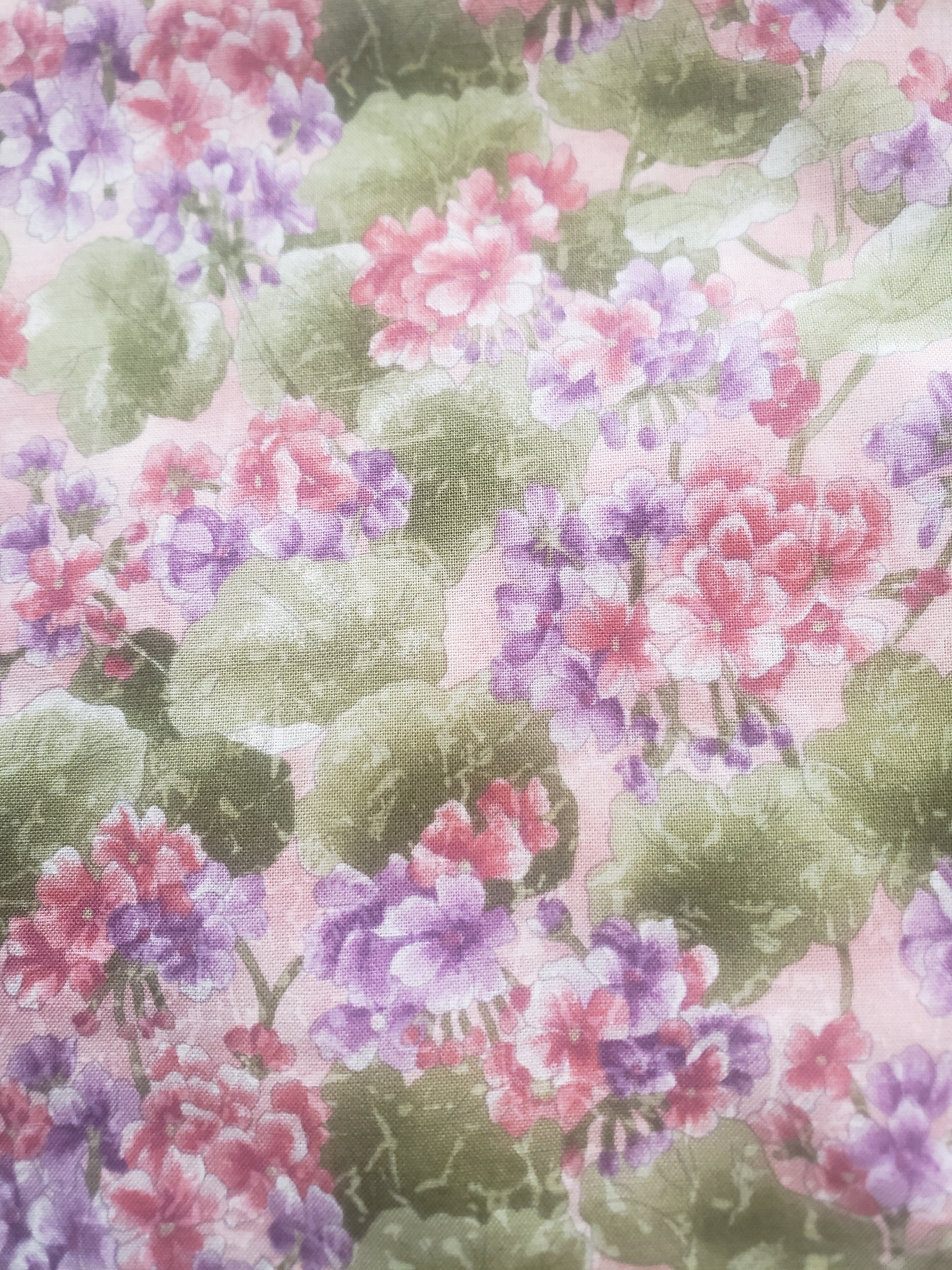 Hoffman, Fantasies, Floral Fabric, Geraniums in Bloom, Screen Print ...