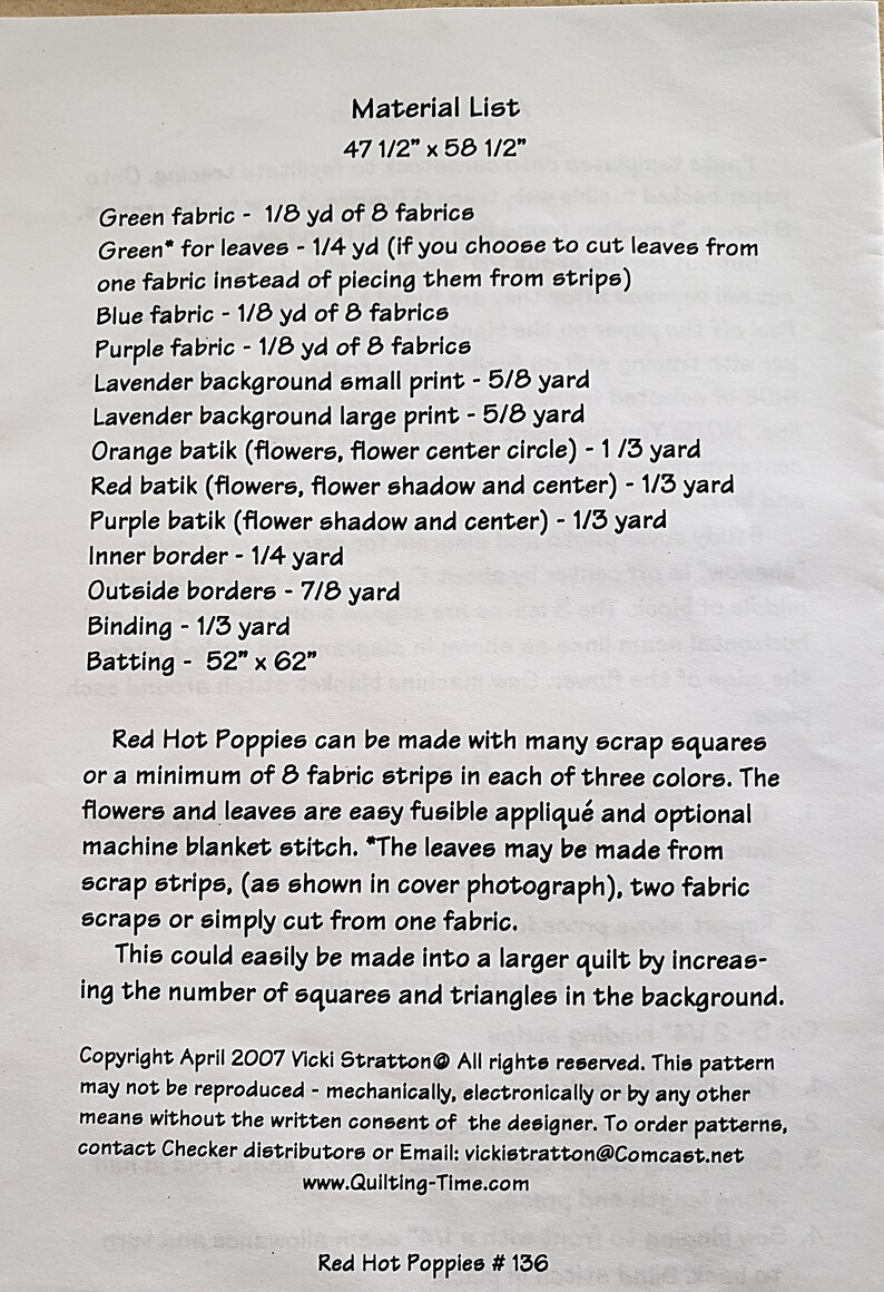 Poppy Quilt Pattern, Vicki Stratton, Red Poppy Blanket, Applique Quilt ...