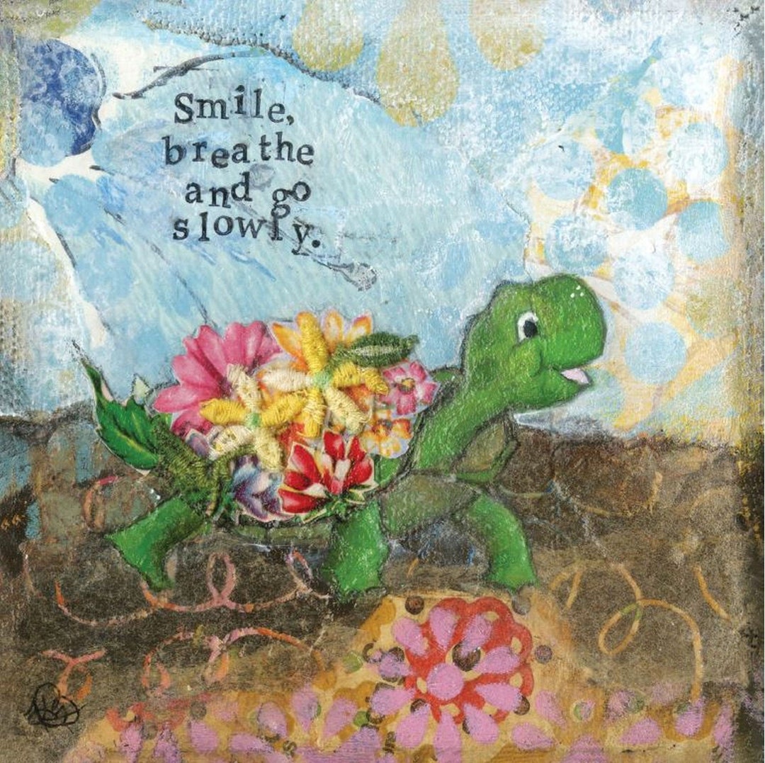 Go Slowly, 8x8 Print of Original Mixed-media Painting/collage - Etsy
