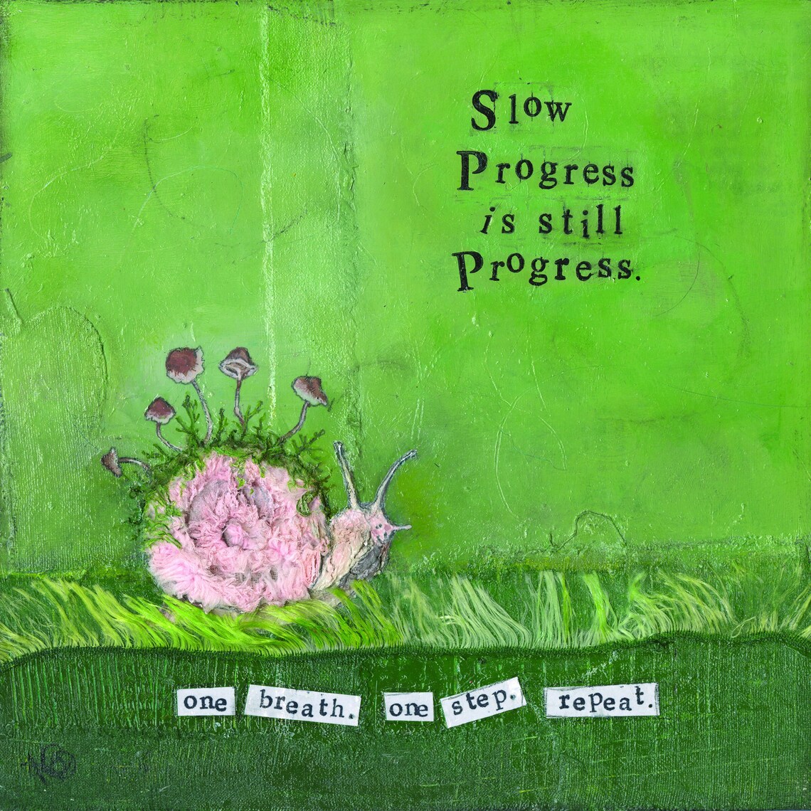 Slow Progress is Still Progress, 8x8 Print of Original Mixed-media ...