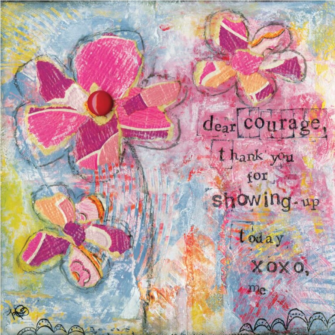 Dear Courage, 8x8 Print of Original Mixed-media Collage - Etsy
