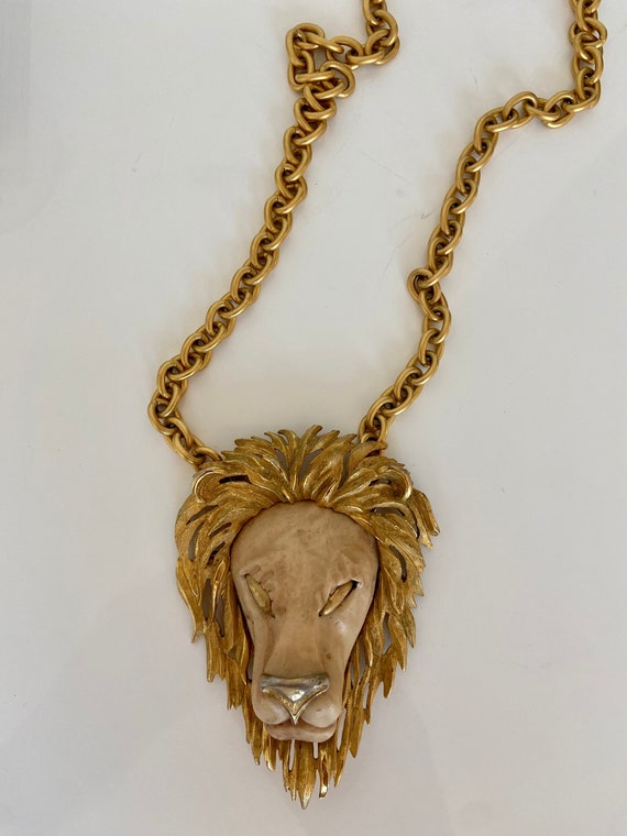 Vintage Luca Razza Lion's Head Necklace - Gem