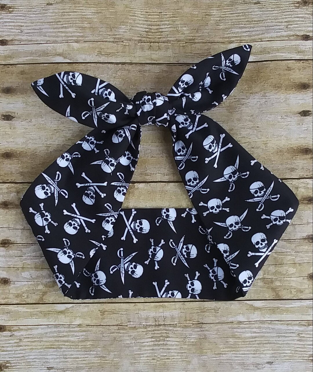 Black and White Skull Headband Bandana Hair Tie Retro Pinup to Knot 50s ...