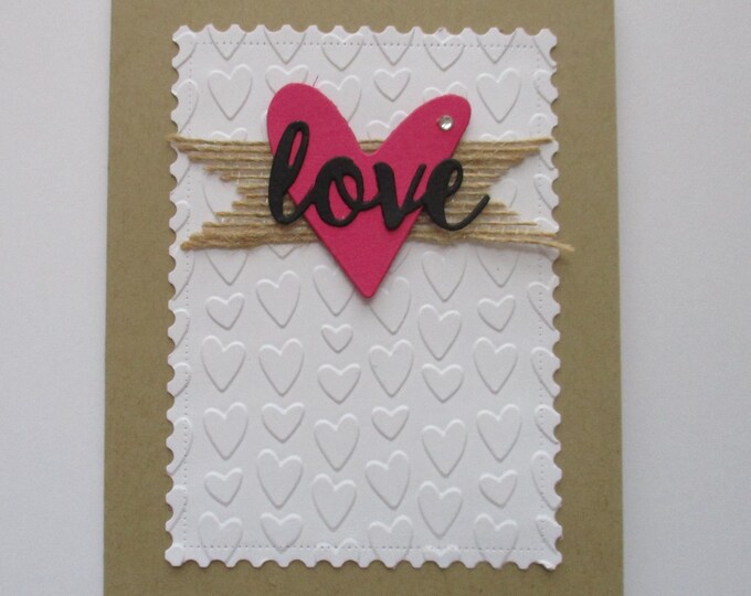 Valentine's Day Card, Love Heart Card, Red, Embossed Cards, Greeting ...