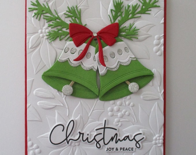 Chrismas Bells Cards, Embossed Christmas Card, Handmade Greeting Cards ...