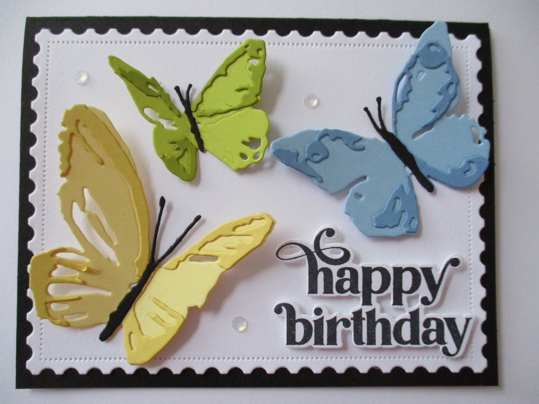 Happy Birthday Butterfly Card, Handmade Butterly Card, Butterfly ...