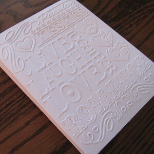 Embossed Love Cards, White Embossed Note Card Set, Live Love Laugh ...