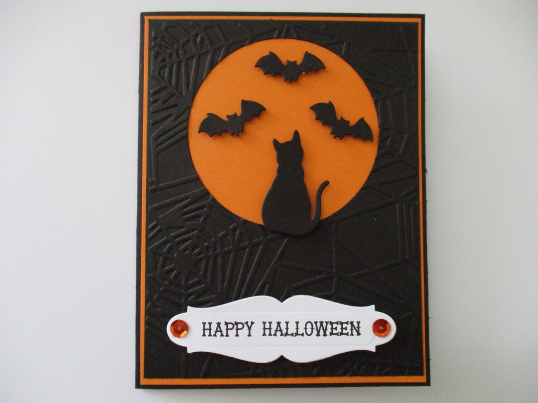 Halloween Cat Card, Halloween Greeting Card, Halloween Cat Card ...