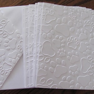 Paw Print Embossed Cards, Set of 6, Embossed Paws Note Cards, Pet Cards ...