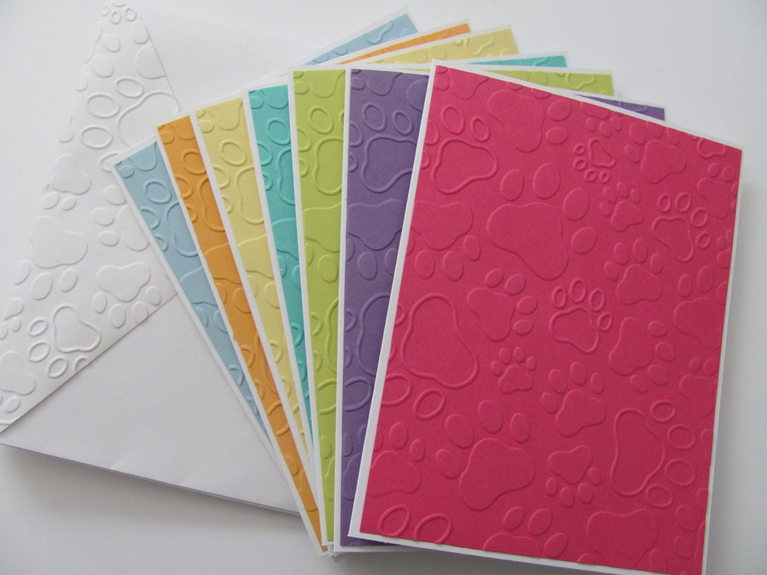 Paw Print Cards, Paw Print Note Cards, Embossed Cards, Pet Sympathy ...