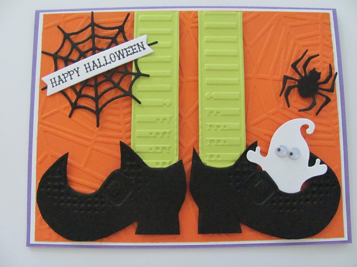 Witch Shoes Halloween Card Embossed Halloween Cards Blank - Etsy