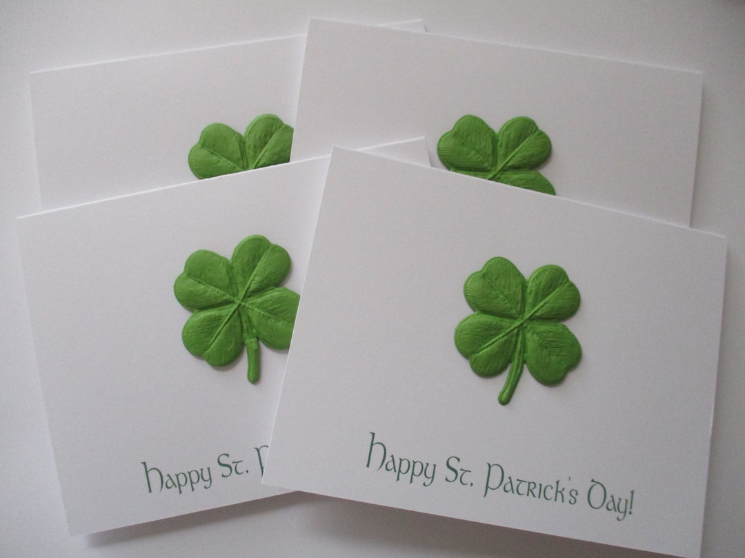 Embossed Shamrock Cards: Set of 4, St Patrick's Day Cards, Greeting ...