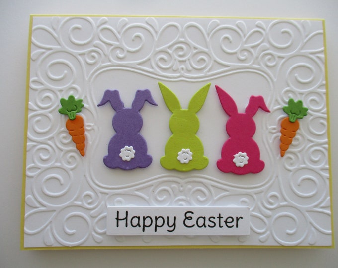 Handmade Easter Bunny Card, Easter Greeting Card, Spring Cards, Bunny ...