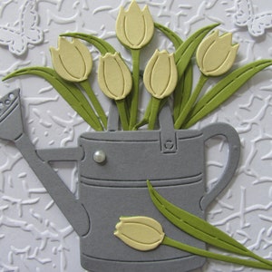 Handmade Greeting Card, Tulip Card, Watering Can, Any Occasion Card ...