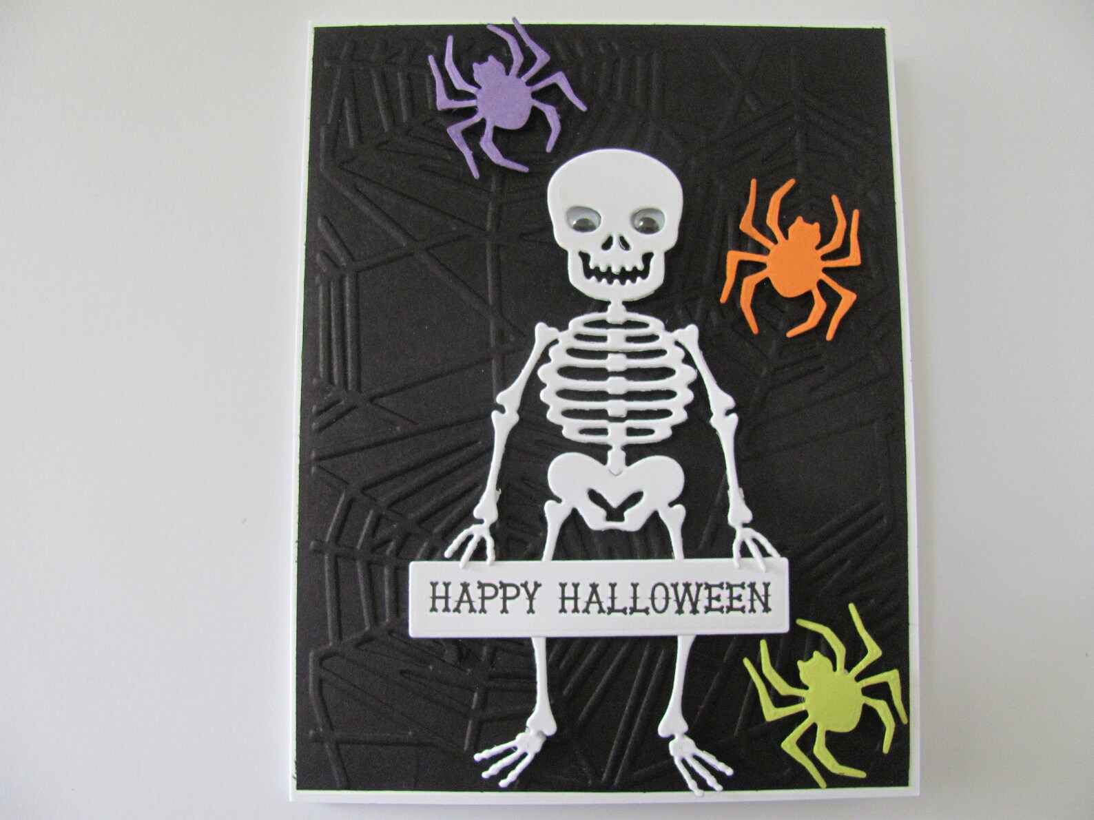 Halloween Skeleton Card Handmade Halloween Card Happy | Etsy