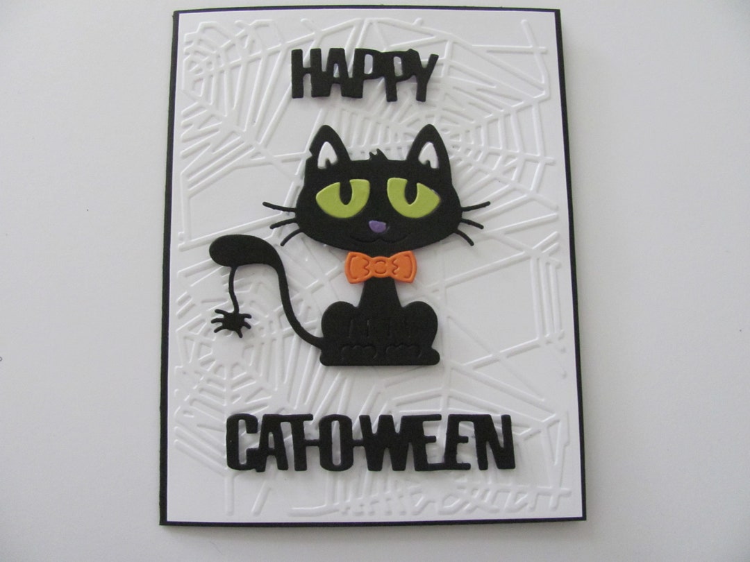 Halloween Greeting Card, Black Cat Halloween Card, Halloween Cards ...