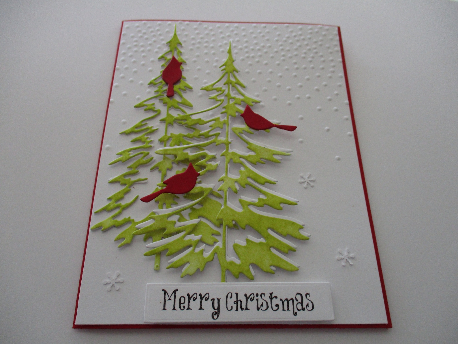 Christmas Tree Cards, Red Cardinal Cards, Tree Cards, Handmade Greeting ...