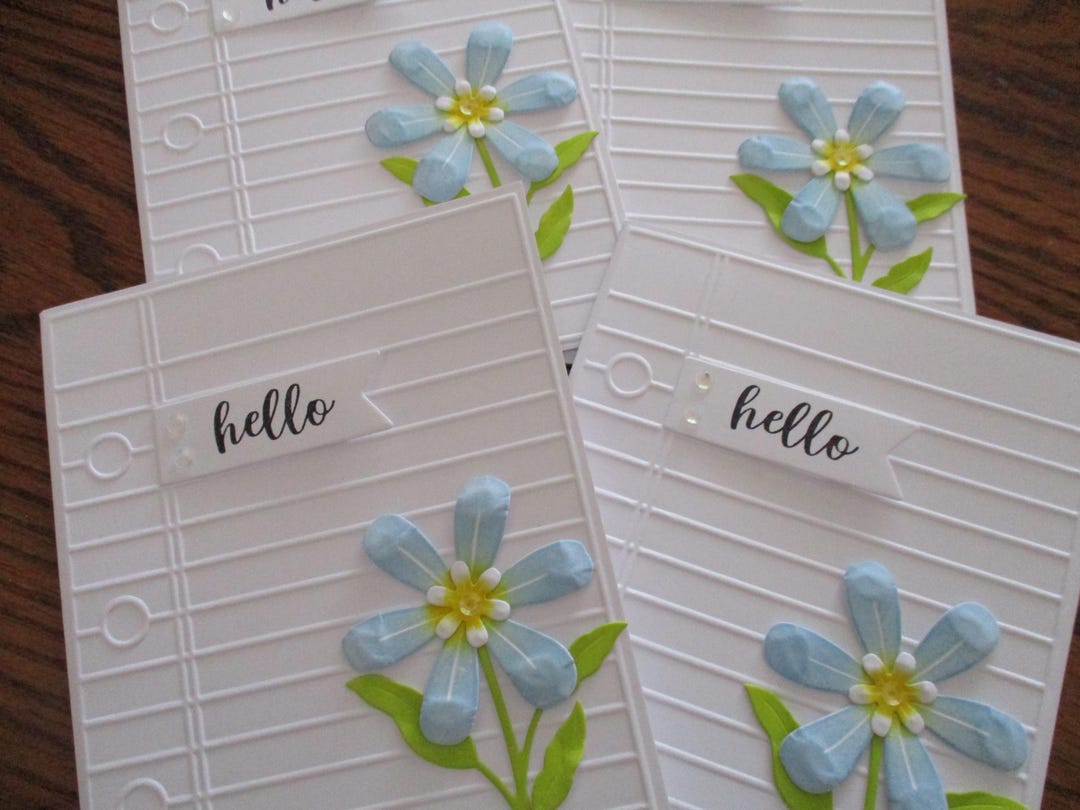 Hello Note Card Set of 4, Handmade Card Set, Blank Cards, Greeting Card ...