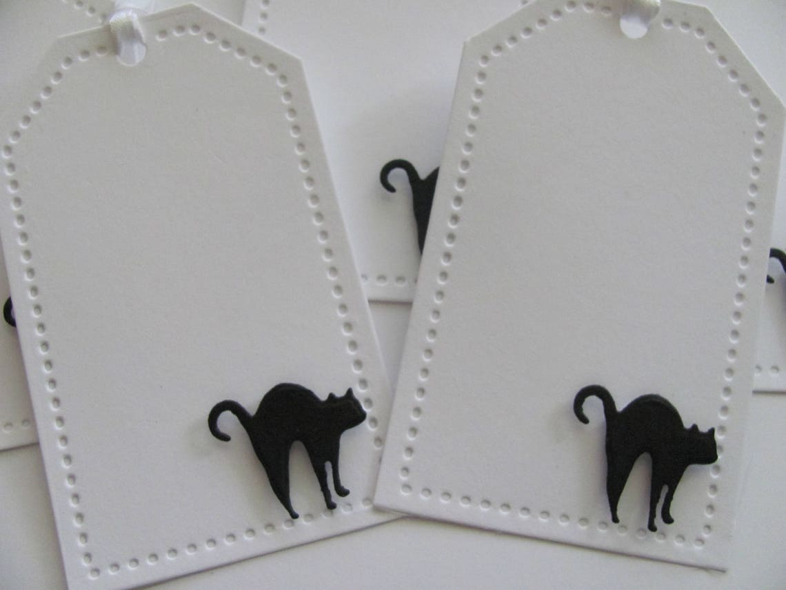Halloween Black Cat Tags Halloween Favor Tags Cat Gift Tags | Etsy