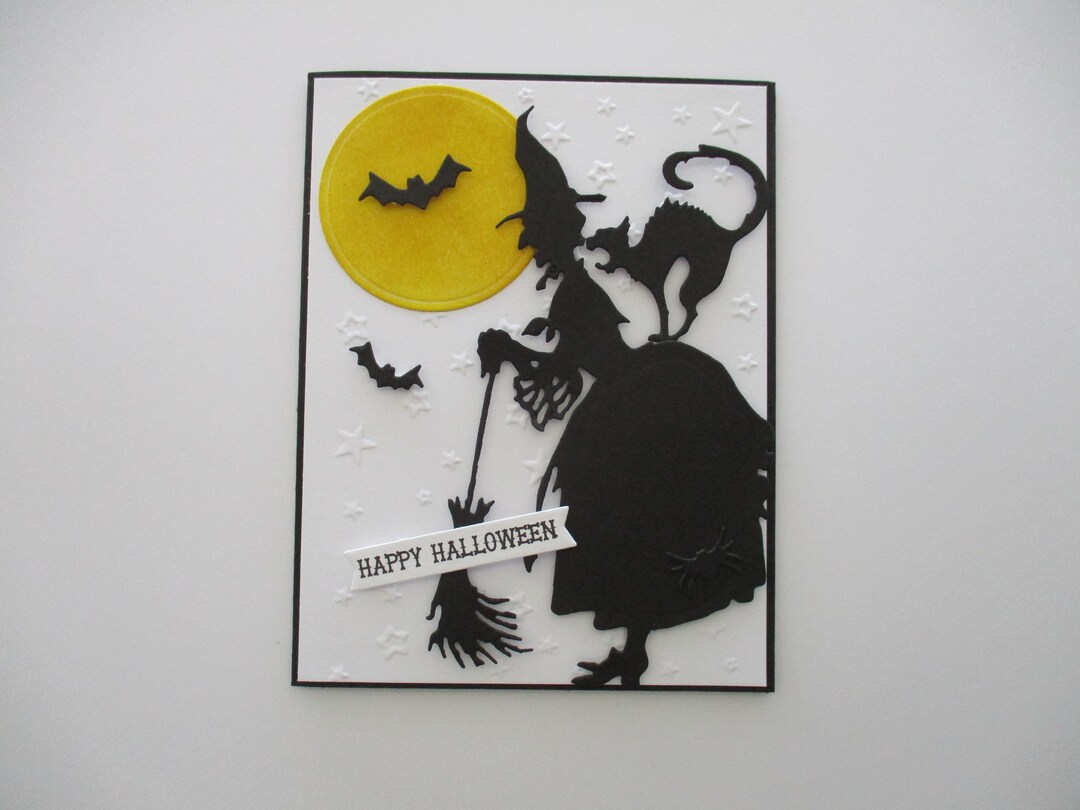 Handmade Halloween Card, Witch Craft Card, Witch Card, Halloween, Bats ...