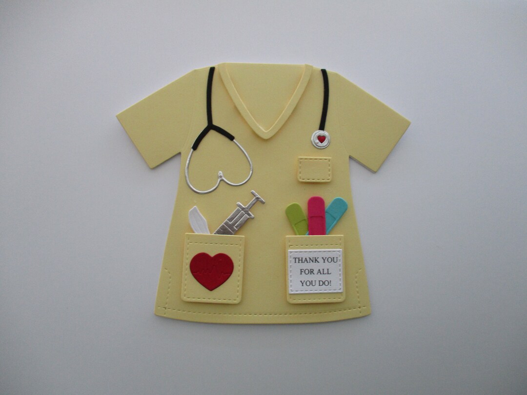 Greeting Card Handmade, Nurse's Day Card, Nurse Smock Card, Medical ...