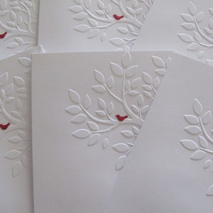 Handmade Greeting Cards, Embossed Tree Cards, Set of 6, Cardinal Cards ...