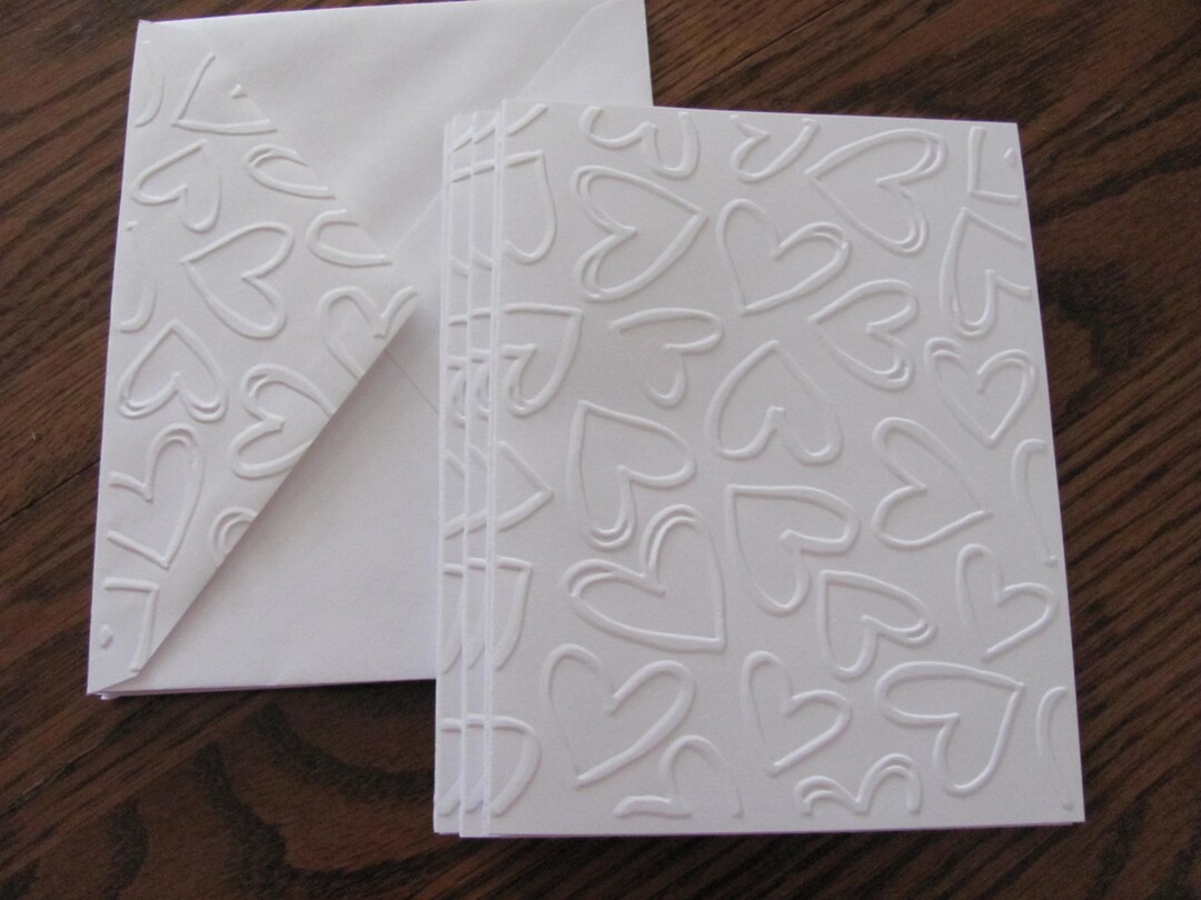 Handmade Hearts Embossed Note Cards - Set of 6 - Etsy