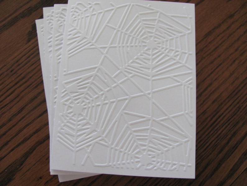 Spider Web Cards Set of 6 Embossed Cards Blank Halloween | Etsy