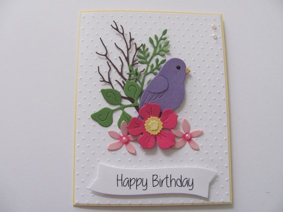 Handmade Birthday Card Birthday Flower Card Embossed - Etsy